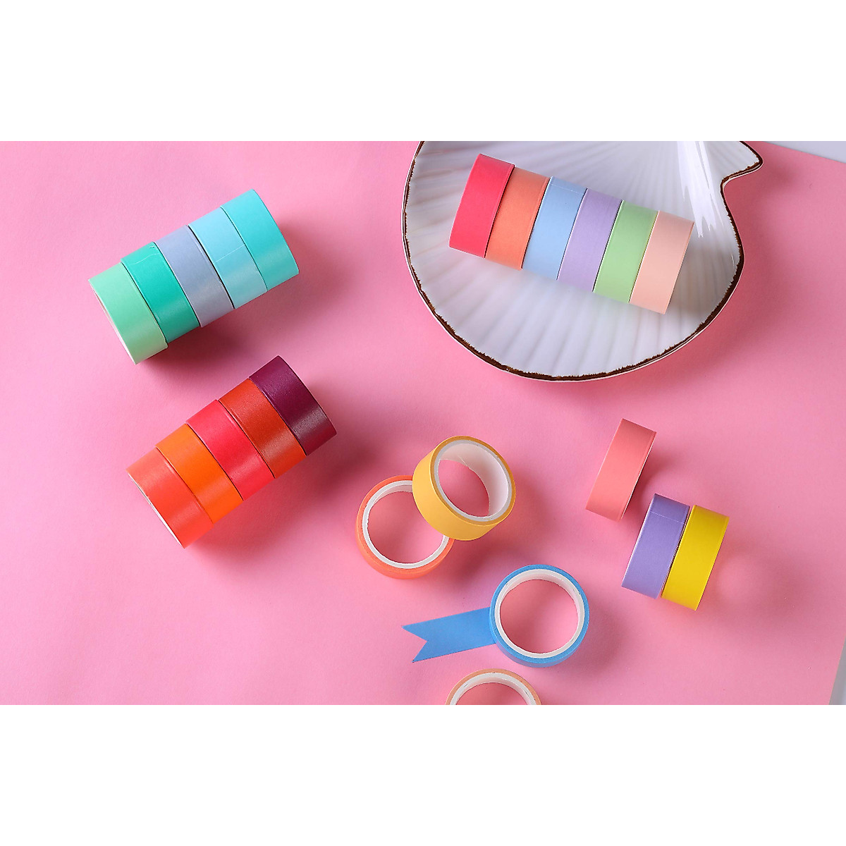 30 Rolls Rainbow Washi Tape Set for Creative DIY & Scrapbooking
