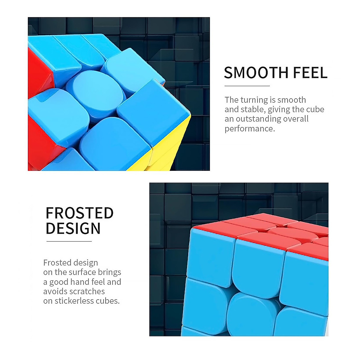 CFMOUR Speed Cube 3x3x3 - Moyu Meilong 3C, Stickerless Magic Cube 3x3, Fast Smooth Turning Vivid Colour 3D Puzzle Brain Toy Travel Games, Turns Quicker Than Original