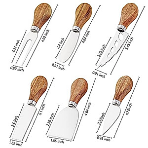HyChill Cheese Knife Set 6-piece Cheese Knife with Acacia Wood Handle Stainless Steel Cheese Slicer Cheese Cutter…