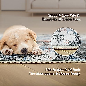 Miukiki 8x10 Area Rugs, Modern Abstract Washable Rug for Living Room, Stain Resistant Non-Shedding Distressed Area Rug with Non Slip Backing for Bedroom (Multi, 8'x10')