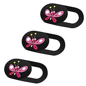 SIREG Webcam Cover Slide 0.027in Ultra Thin Web Camera Cover for Laptops Smartphone PC Tablets for Protecting Your Privacy Security (Butterfly-Black & 3 Pack)