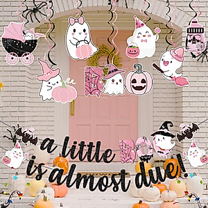 A little Boo Is Almost Due Banner Halloween Baby Shower Decorations Little Boo Baby Shower Decorations Girl for Halloween Pink Black Girl Halloween Party Decorations