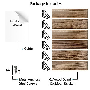 brightmaison BGT 17"x4.5" Monza Floating Shelves for Wall, Wall Bookshelf Living Room Decor, Kitchen Shelves, Rustic Floating Shelf Set for Office, Wall Shelves for Bedroom Burnt Set of 6