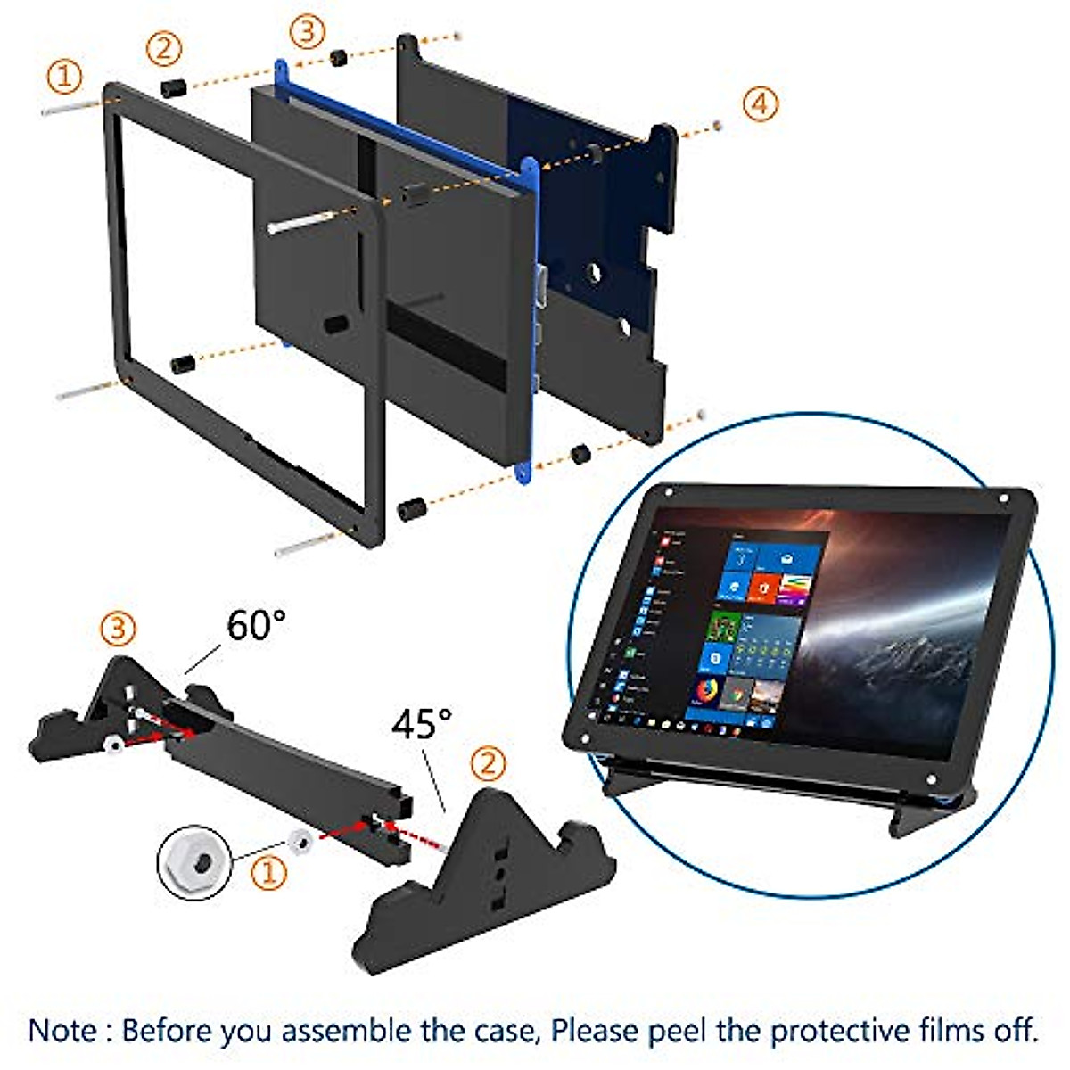 7 Inch Touch Screen Monitor for Raspberry Pi, Portable IPS Display HDMI 1024 * 600 Touchscreen with Acrylic Case, Second Monitor for Gaming Consoles/PC/Camera/Win OS