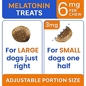 (Extra Strength) Calming Melatonin for Dogs Sleep - 6mg Dog Melatonin Chews for Small & Large Dogs, Puppy Melatonin Treats - Calming Aid for Dogs - Medium Doggie Sleeping Pills - 120 Treats