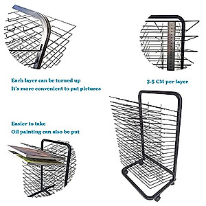NEOCHY Drying Racks,Powder Coating Finish, Art Shelf Storage Rack on Wheels, Ideal for Education Schools and Art Clubs/25 Floors