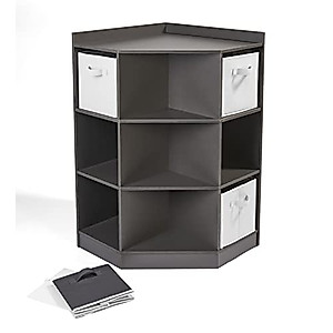 Badger Basket Corner Cubby Toy Storage Unit for Kids with 4 Removable Baskets - Charcoal (98813C)