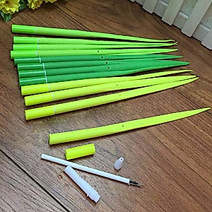 Drhob12pcs/lot Creative Cute Stationery Tiny Green Grass Gel Pen Blade Grass Potting Decoration Zakka Black Refill Gel Pen School Office Supplies