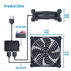USB Computer Fan 120mm Cabinet Fan for Electronics DC 5 Volt Computer Fan Quiet USB Cooling Fan for Computer Case CPU Routers Receiver Cabinets Cooling (2 Pack)