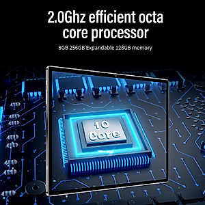 Vikye 10.1 Inch Tablet, 10.1 Inch FHD Screen 8GB RAM 256GB ROM Octa Core 8MP 16MP Dual Camera Gaming Tablet with BT Keyboard (US Plug)