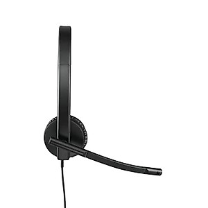 Logitech H570e Wired Headset, Stereo Headphones with Noise-Cancelling Microphone, USB, In-Line Controls with Mute Button, Indicator LED, PC/Mac/Laptop - Black