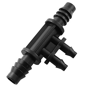 RLECS 6pcs 3/8 Inch to 1/4 Inch Greenhouse Drip Irrigation Water 4 Way Splitter for 4 mm Drip Hose Gardening Water Irrigation Fittings, Black