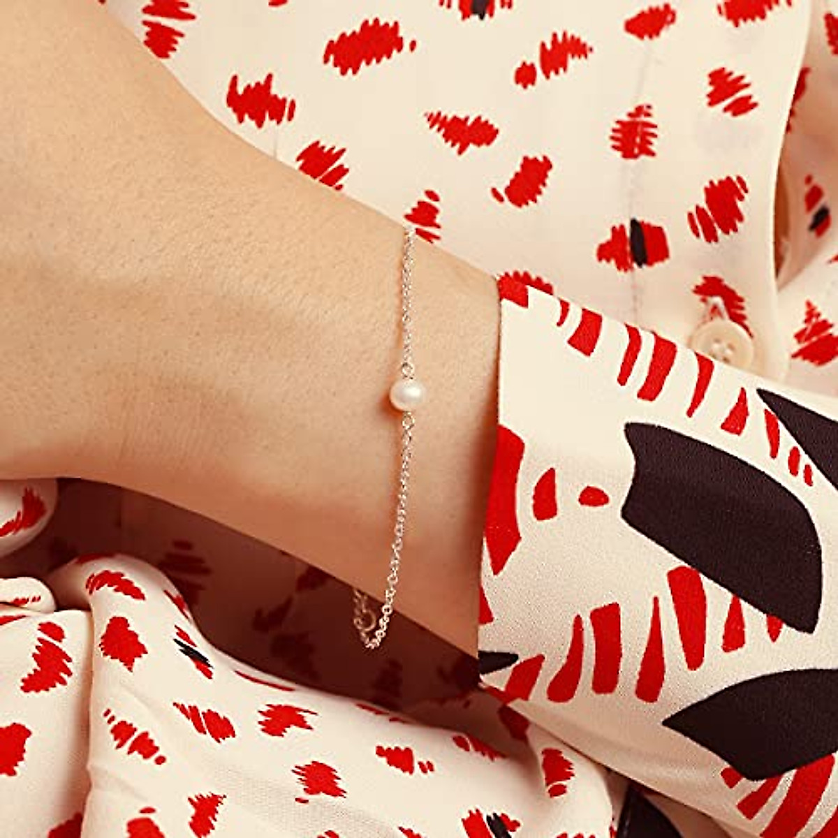 Gold Bracelet For Women – 14K Gold Filled or Sterling 925 Silver, Dainty Modern Minimal Chain Jewelry For Layering, 6.5”-8” Adjustable, Made in USA (Single Pear (925 Sterling Silver))