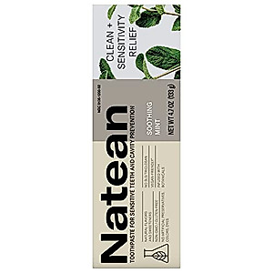 Natean Clean + Sensitivity Relief Toothpaste for Sensitive Teeth and Cavity Prevention - 4.7 Oz Tube, Citrus Orange Spearmint