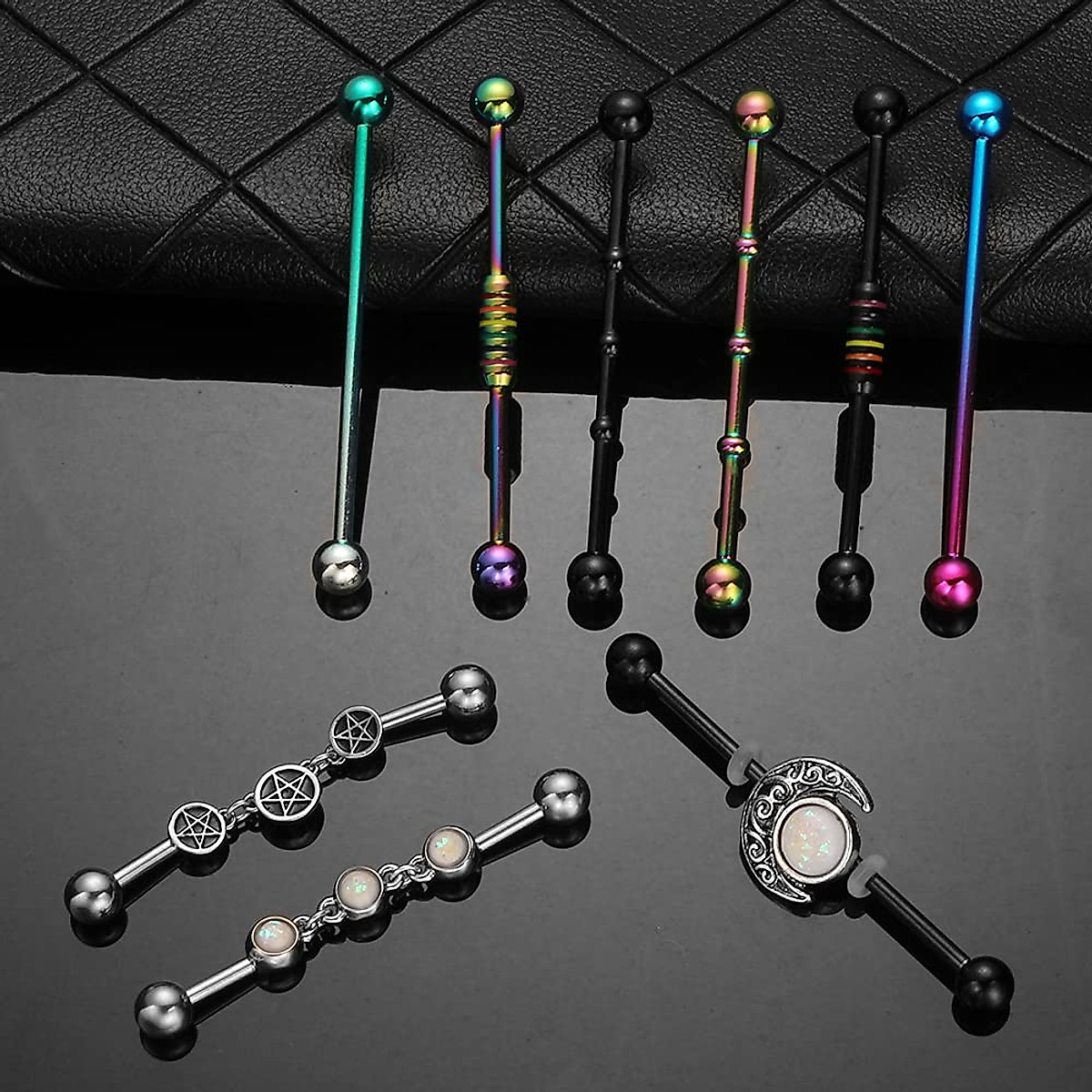 WASOLIE 316L Surgical Stainless Steel Industrial Bar Piercing 14G Straight Barbell Body Piercing Jewelry For Women Men