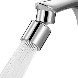 Hibbent Faucet Aerator, 360° Twist and Swivel Kitchen Sink Aerator, Dual-function 2-Flow Sprayer Faucet Head, Big Angle Sink Sprayer Attachement, Faucet Replacement Part 55/64'' Female Thread, Chrome