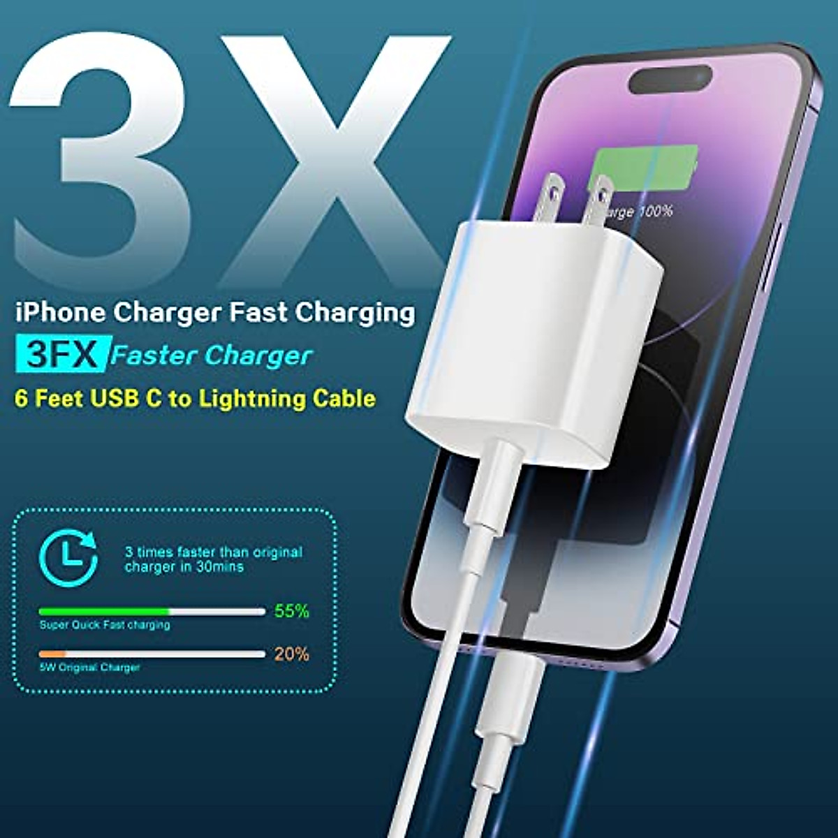 iPhone Charger Fast Charging,[Apple MFi Certified] Apple Charger iPhone Super Quick 2Pack 6FT Type-C to Lightning Cable USB C Wall Charger Plug Adapter for iPhone 14 13 12 11/14Pro Max/13Pro/XS/XR/SE