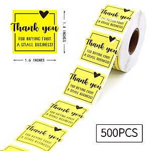 Yellow Thank You for Buying from a Small Business Stickers,Thank You Stickers,Bakeries Stickers,Handmade Stickers,Small Business Stickers, Envelopes Stickers, Gift Bags Packaging 500 PCS