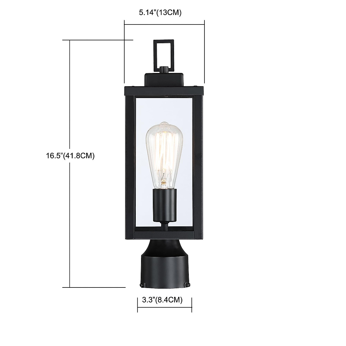 WISBEAM Outdoor Post Light, Pole Lantern, E26 Base 60W Max, Metal Housing Plus Glass, ETL Qualified, Bulbs not Included