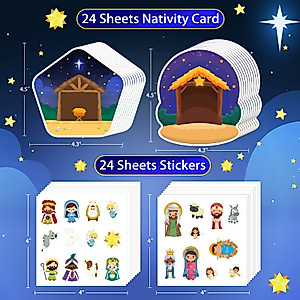 FLYAB Make a Nativity Scene Stickers Ornament Craft Kit Christian DIY Nativity Stickers for Kids Religious Party Games Activities for Christmas Vacation Bible School Classroom Party Supplies