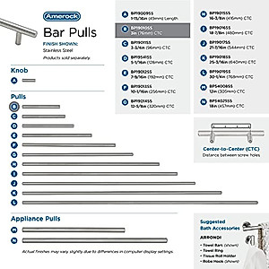 Amerock | Cabinet Pull | Stainless Steel | 3 inch (76 mm) Center to Center | Bar Pulls | 1 Pack | Drawer Pull | Drawer Handle | Cabinet Hardware