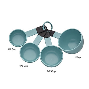 KitchenAid Classic Multifunction Can Opener/Bottle Opener, 8.34-Inch, Aqua Sky & KE058OHAQA Classic Measuring Cups, Set of 4, Aqua Sky/Black