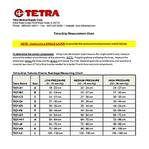Tetra-Grip Tubular Elastic Support Bandage Size F, 4” x 11 Yd Latex-Free, One 11 yd Roll per Box