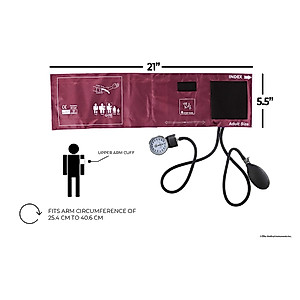 EMI Burgundy 330 Sprague Rappaport Stethoscope and Aneroid Sphygmomanometer Manual Blood Pressure Set Kit