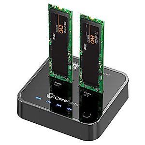 CoreParts USB3.2 Type C (10Gbps) SATA M.2 SSD cloner Docking , W126611628 (M.2 SSD cloner Docking Station for M.2 SATA to M.2 SATA with Clone Function- Box Includes USB-C Cable,)