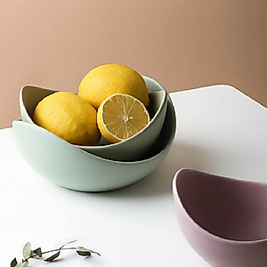 Set of 5 Lotus Ceramic Bowl Set, Decorative Porcelain Bowls Set for Salad, Oatmeal, Pasta, Fruit, Cereal, Soup, Rice, for Home Decor (Mint Green)