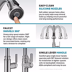 KRAUS Allyn Transitional Industrial Pull-Down Single Handle Kitchen Faucet in Spot-Free Stainless Steel, KPF-4101SFS