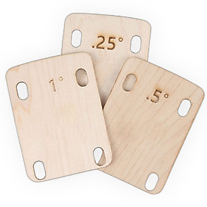 3 Pcs Guitar Neck Shims, Made of Canada Solid Maple, Protective Guitar Neck Gasket for Bolt-on Neck, 0.25°, 0.5°, and 1°Degree Guitar Plate for Guitar and Bass Repair