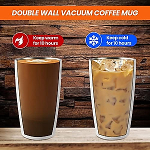 Surejoy Insulated Tumbler with Lid and Straw, 16 oz Leak Proof Double Wall Stainless Steel Travel Coffee Mug, Iced Coffee Cup Car Mug Water Bottle, Keep Cold Hot for 10 Hours, Gifts for Mom, White