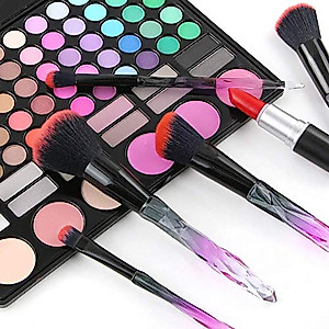 Beautiful Makeup Brushes, Make Up Brushes Set Transparent Handle for Blush Foundation Eye Shadow Kabuki Concealer Cosmetic Brushes Kits Red Black Makeup Tools