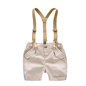 EGELEXY Toddler Baby Boys Gentleman Outfits Short Sleeve T-Shirt+Bib Pants+Bow Tie 12Pcs