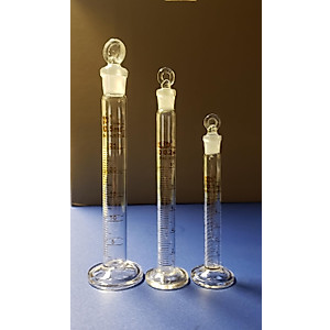 Lab Glass Cylinder with Stopper 5ml 10ml 25ml Graduated A Set Of 3 New