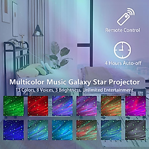 SHOANED Full Size Metal Bed Frame - 18 Inch Heavy Duty Bedframe with Headboard & Charging Station Basic Steel Slats Platform with Galaxy Aurora Projector No Box Spring Needed