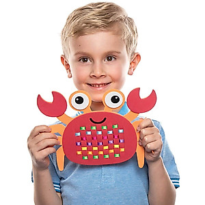 Baker Ross AT890 Crab Weaving Kits for Kids - Pack of 6, Introductory Sewing for Beginners and for Children's Arts and Crafts Projects