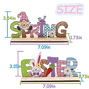 Easter Tabletop Decorations Signs, Easter Wooden Table Bunny Gnome Easter Decor Party Scene Decorative Props Easter Gifts Easter Decorations for The Home 2-Pack (Group 1)