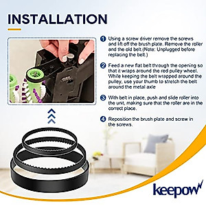 KEEPOW ProHeat 2X Revolution Belts Set Compatible with Bissell ProHeat 2X Revolution Pet Pro Cleaner 1986,1964,2007,2007P, Parts# 1606428, 1611129, 1611130