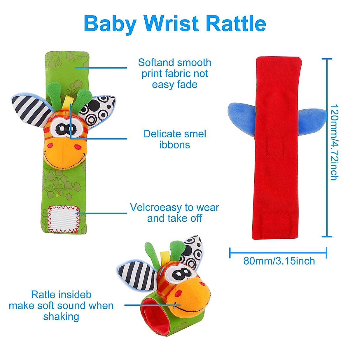 Baby Wrist Rattles Sock Toys - Newborn Baby Sock Toys 0-6 Months Foot Finder and Wrist Rattle Set, Infant Rattle Socks Toy 3-6 Months, Soft Sensory Toys for 0-12 Months Toddler Newborns Boy Girl Gift