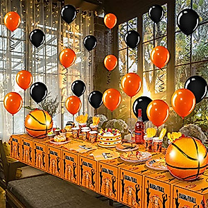 167 Pcs Basketball Birthday Party Decoration Supplies 2 Basketball Theme Tablecloth Basketball Background 52 Basketball Balloons 16 Set Sport Tableware Plates Cups Napkins for Kids Boys Party Decor