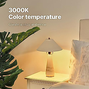 MAGCHARM Table Lamp, Bedside Lamps with 4W LED Bulb, Natural Marble Base, Metal Lampshade, 3000K Color, On/Off Switch Nightstand Lamp, Mid-Century Modern Table Lamps for Bedroom, Living Room End Table