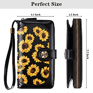 Coco Rossi Wallets for Women Multi Card Holder Wallet Clutch Wallet Card Holder Organizer Ladies Purse with Wrist strap Purse,Sunflower