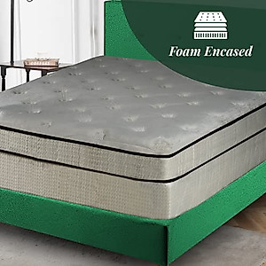 Greaton 11 Inch Hybrid Firm Mattress Eurotop with Soft White Teddy Bear Fabric Cover for Cool Sleep and Pressure Relief, Firm Feel with Motion Isolation Foam Encased Mattresses, Twin XL