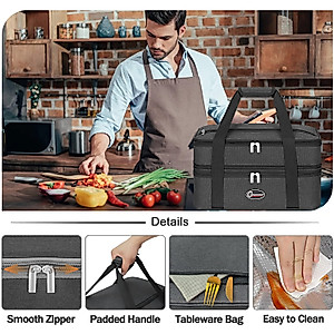 GhvyenntteS Casserole Carrier, Double Insulated Casserole Carrier for Hot or Cold Food, Expandable Insulated Food Carrier for Parties, Picnic, Travel, Fits 9"x13" Baking Dish, Grey