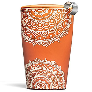 Tea Forte Kati Cup Chakra, Ceramic Tea Infuser Cup with Infuser Basket and Lid for Steeping Loose Leaf Tea