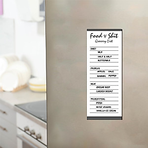 100 Pages Food&Shit Magnetic Back Funny Grocery List Planner Note Pad To Do List for Fridge Locker (3" x 8")