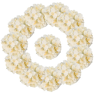 Auihiay 12 Pieces Artificial Hydrangea Flowers Silk Hydrangea Heads with Stems for Wedding Home Garden Party Decoration (Champagne)