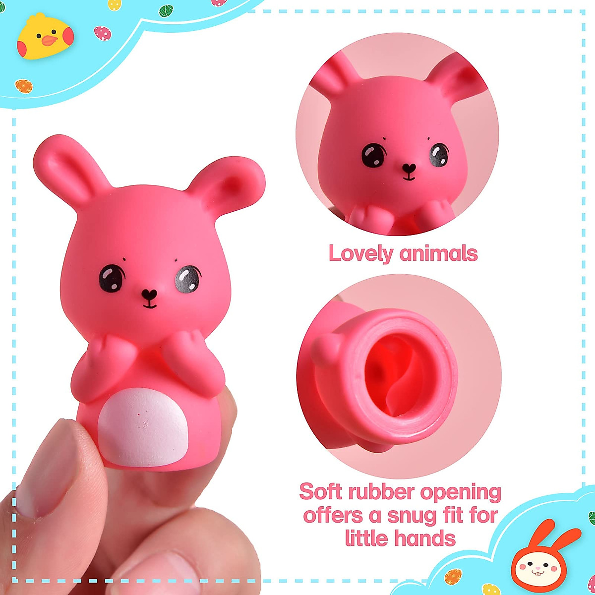 FUN LITTLE TOYS 10 PCS Bunny Chick Finger Puppet for Easter Basket Stuffers, Include 5 Bunnies & 5 Chicks